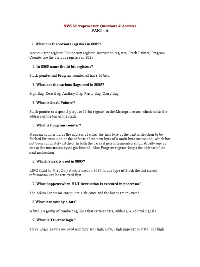 8085 Questions & Answers | PDF | Central Processing Unit | Electronics