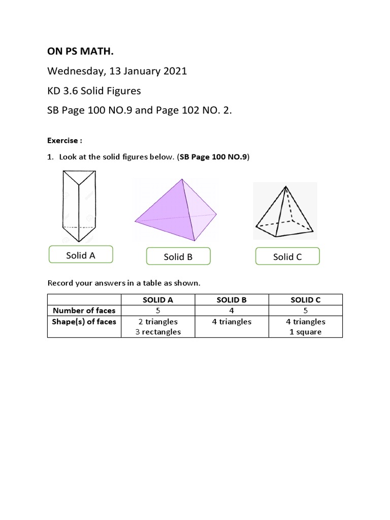 Grade 6 - Exercise On PS From SB Page 100 | PDF | Rectangle ...