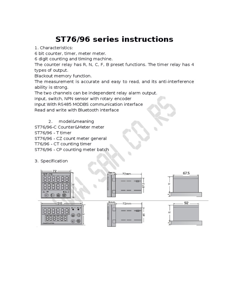 ST76/96 Series Instructions | PDF | Parameter (Computer Programming) | Input/Output