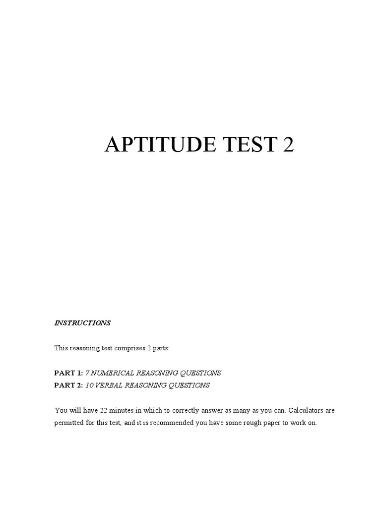 Aptitude Test 2: Instructions | PDF | Salt | Business