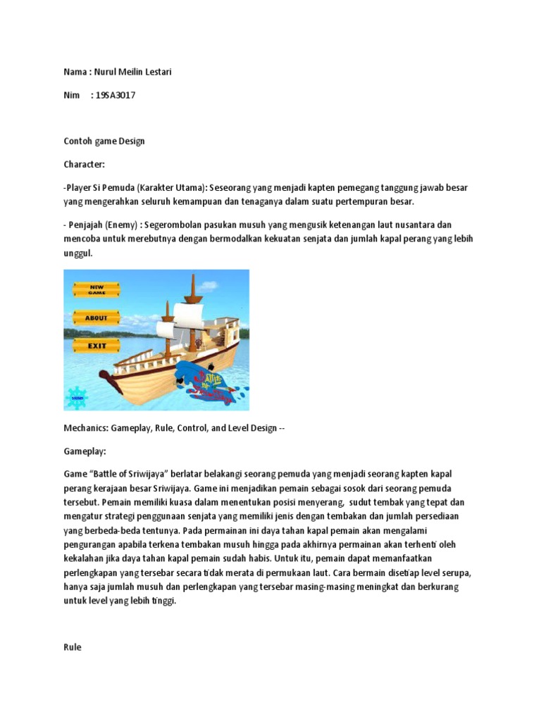 Contoh Game Design | PDF | Olahraga & Rekreasi | Game & Aktivitas