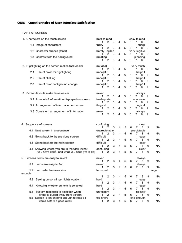 QUIS - Questionnaire of User Interface Satisfaction QUIS ...