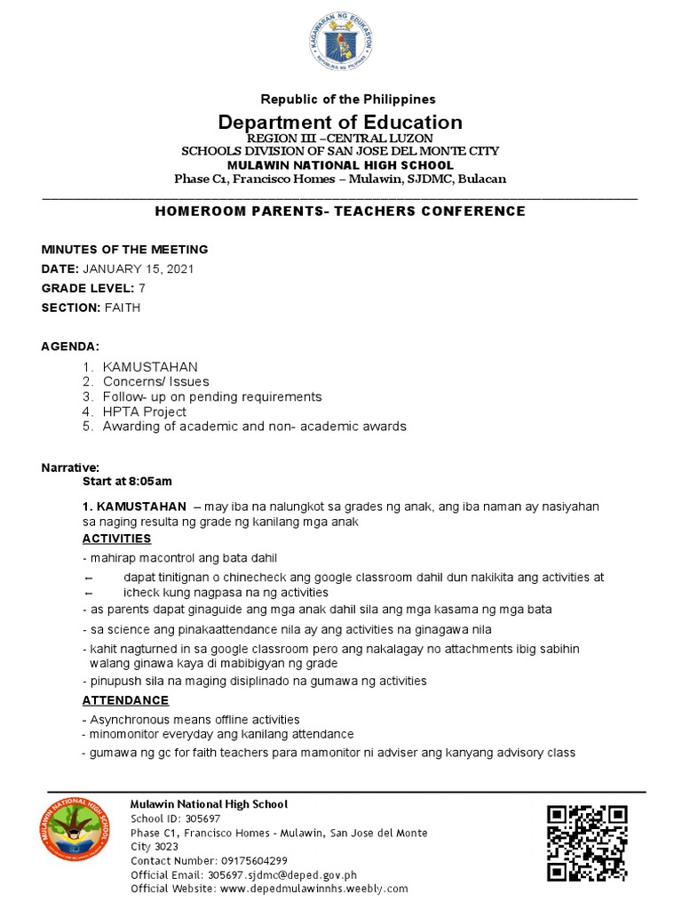 1st Quarter hPTA Minutes | PDF