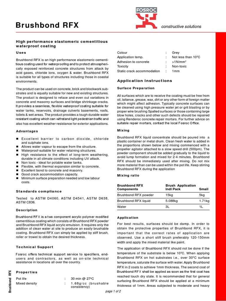 Brushbond RFX: High Performance Elastomeric Cementitious Waterproof ...