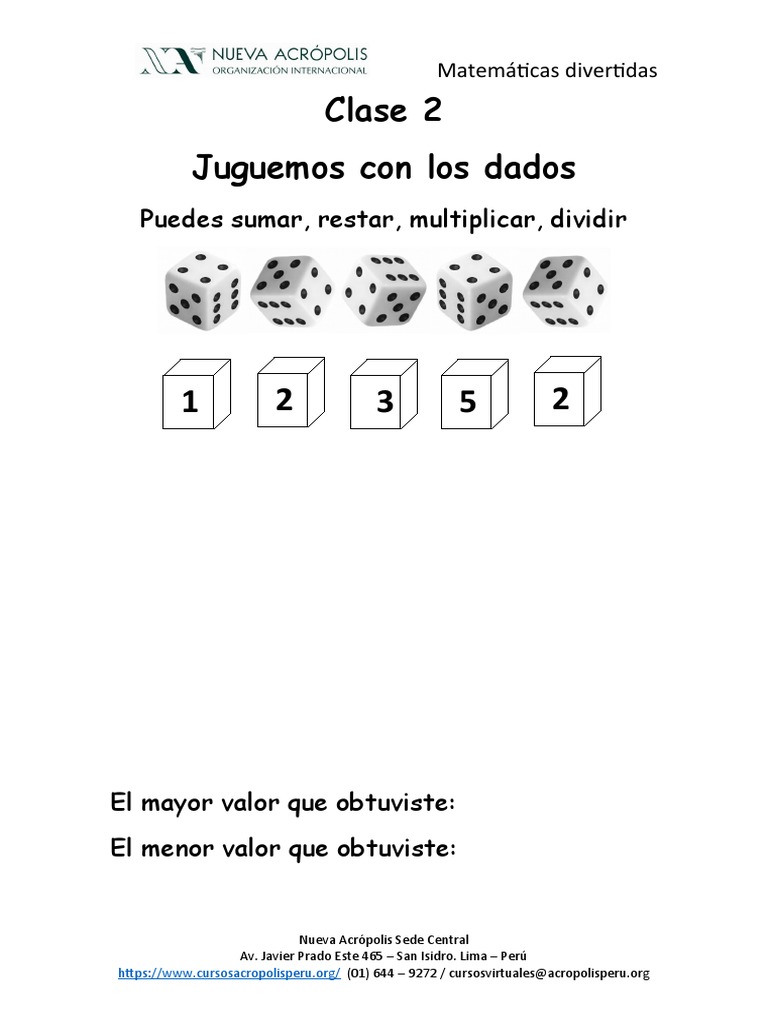 Clase 2 - Juguemos Con Los Dados | PDF | Enseñanza de matemática | Science