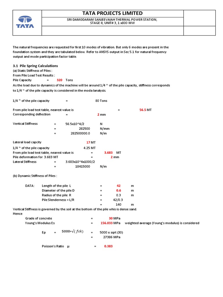 Pile Spring Stiffness Calculations | PDF | Deep Foundation | Young's ...