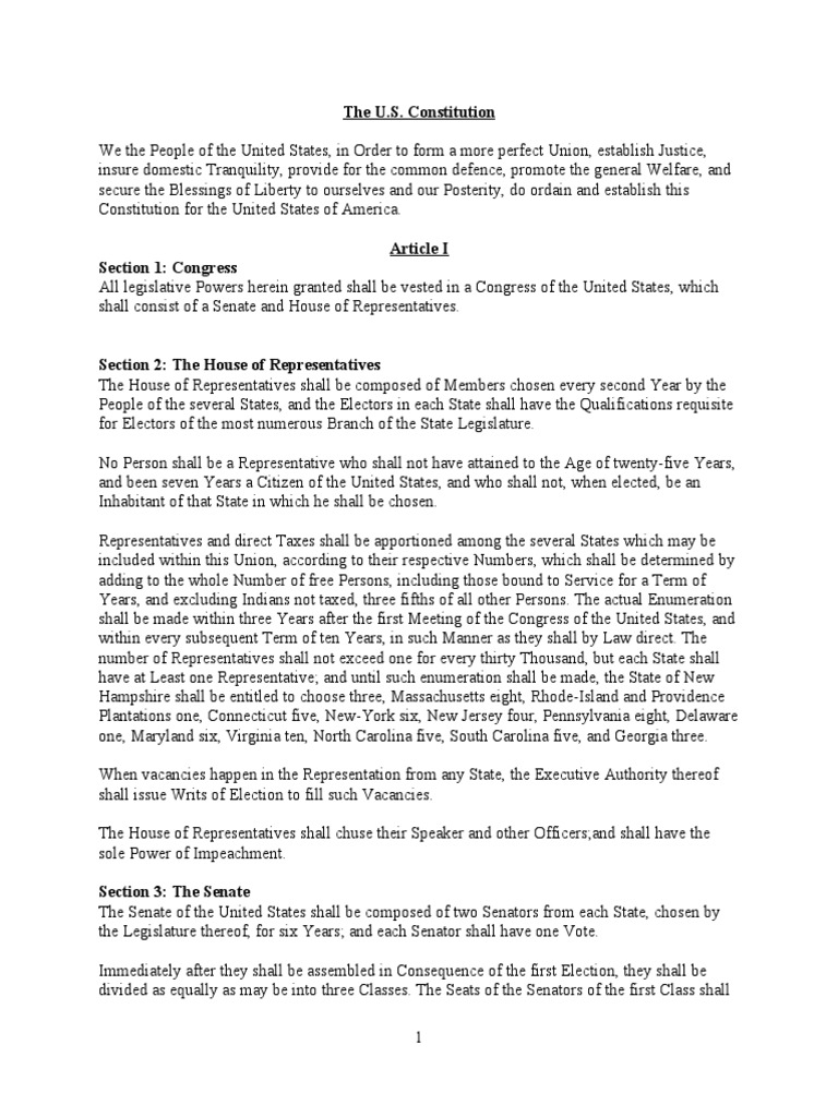 Overview of the U.S. Constitution | PDF | American Government ...