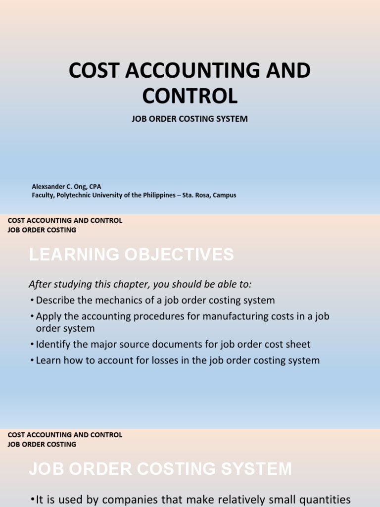 CA6 Job Order Costing | PDF | Cost Of Goods Sold | Cost Accounting