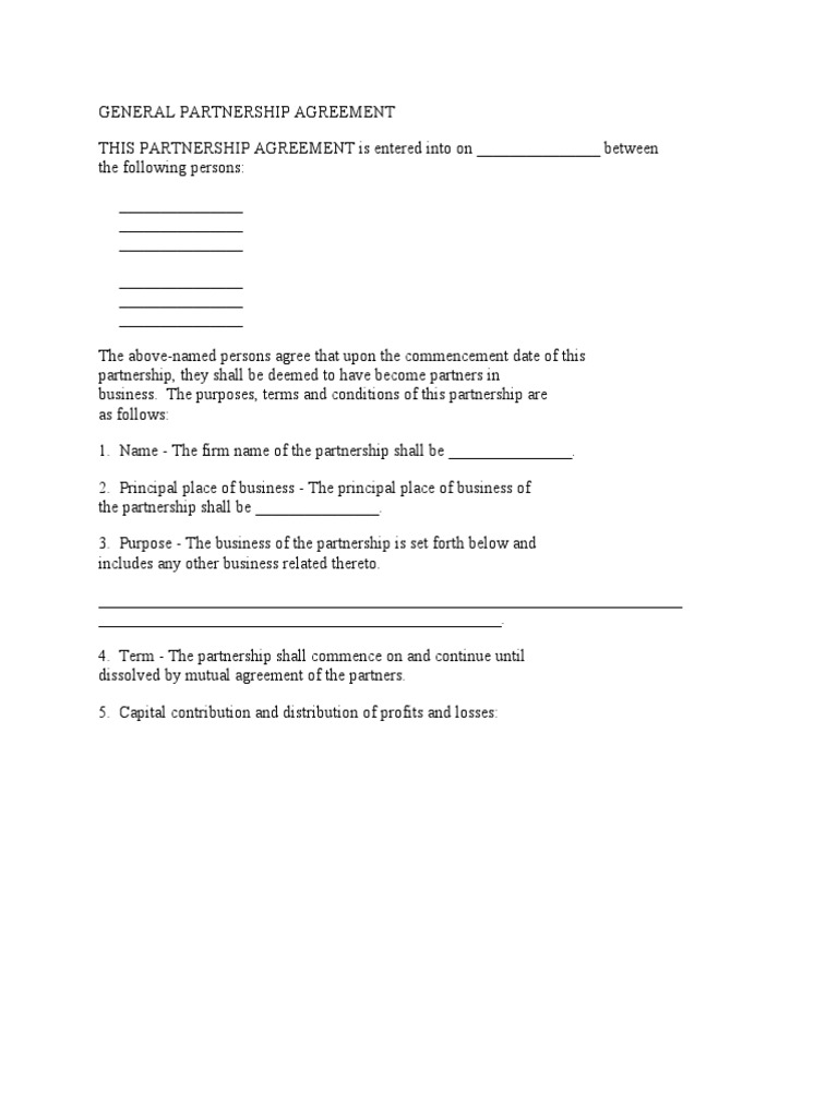 General Partnership Agreement Template | PDF | Business