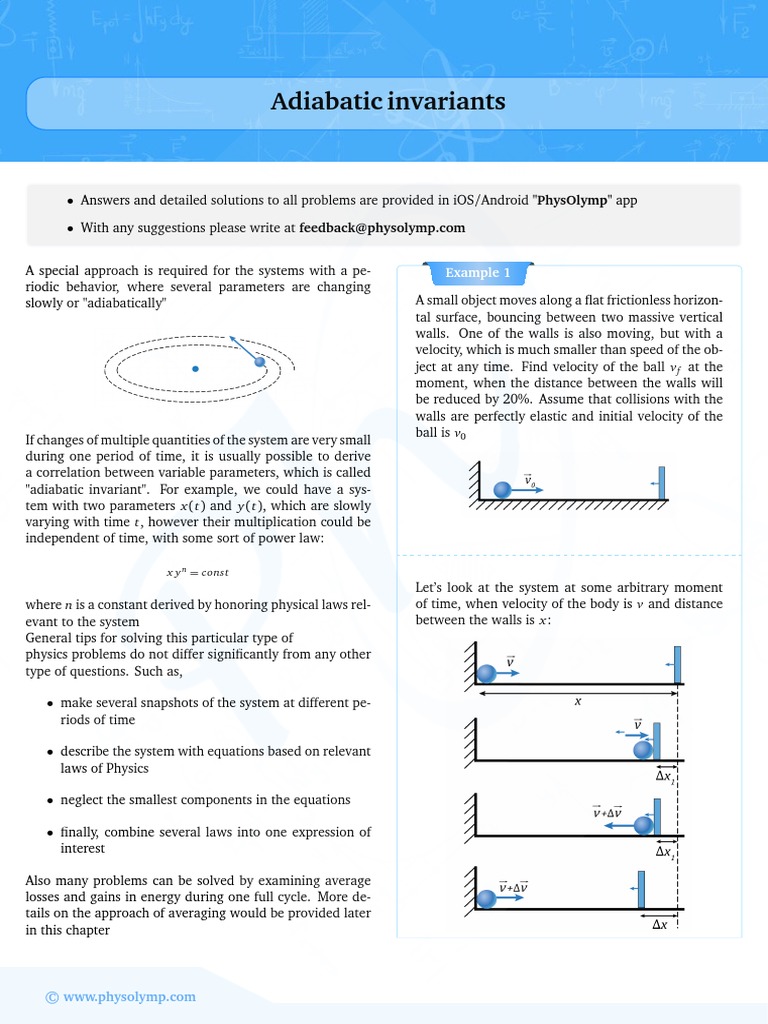 Adiabatic Invariants: Example 1 | PDF | Collision | Pendulum