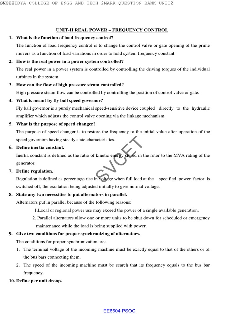 PSOC UNIT-2 2marks | PDF | Computer Engineering | Electric Power