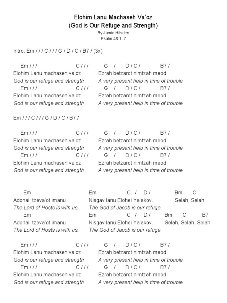 Jamie Hilsden - Elohim Lanu Machaseh Vaoz - em | PDF | Names Of God In ...