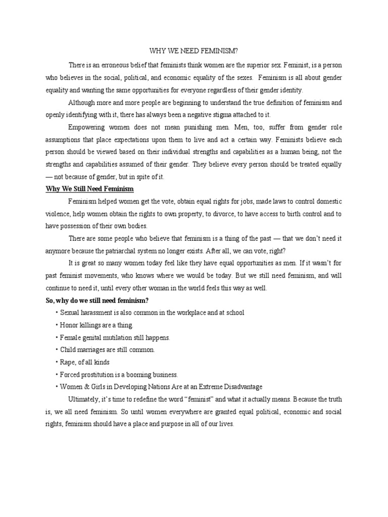 Why We Still Need Feminism | PDF