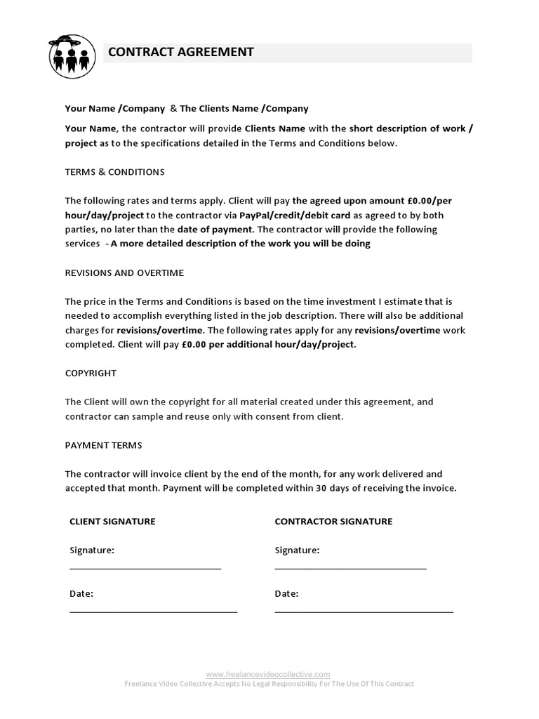 Contract Agreement: Contractor Can Sample and Reuse Only With Consent ...