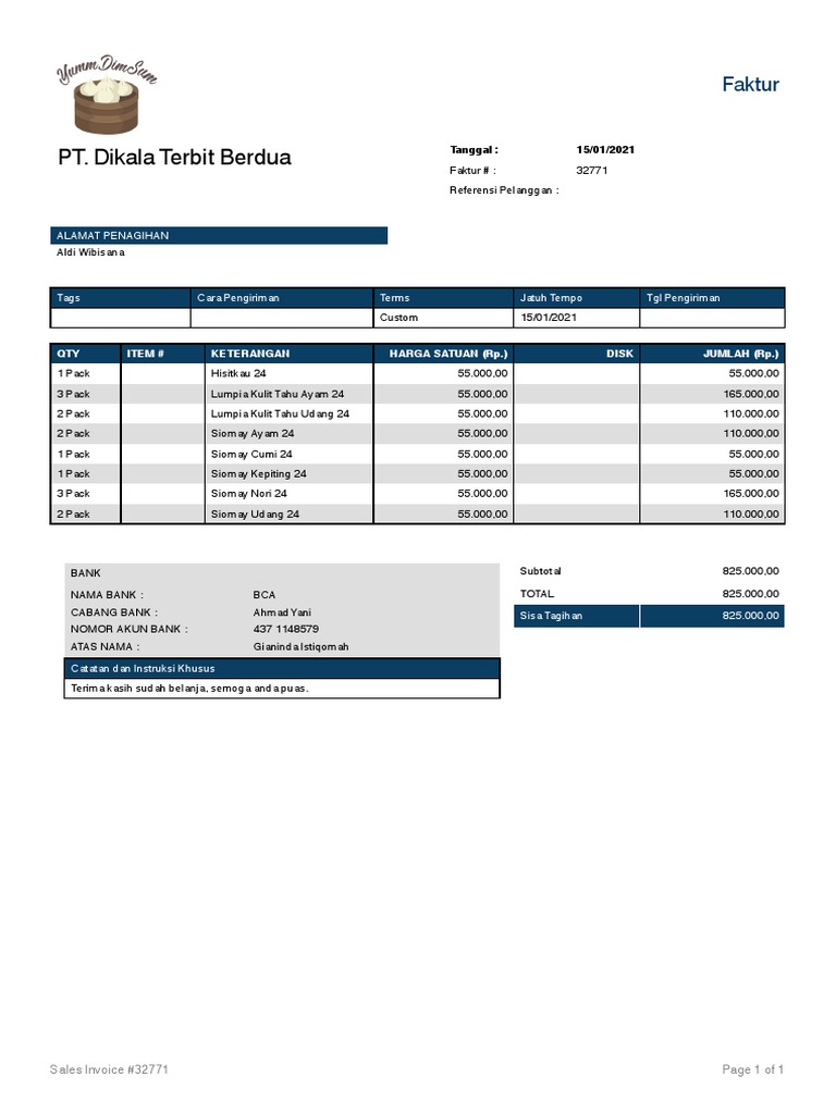 Contoh Bill Payment | PDF