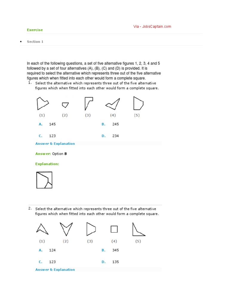 Shape Construction Non Verbal Reasoning Questions and Answers | PDF ...
