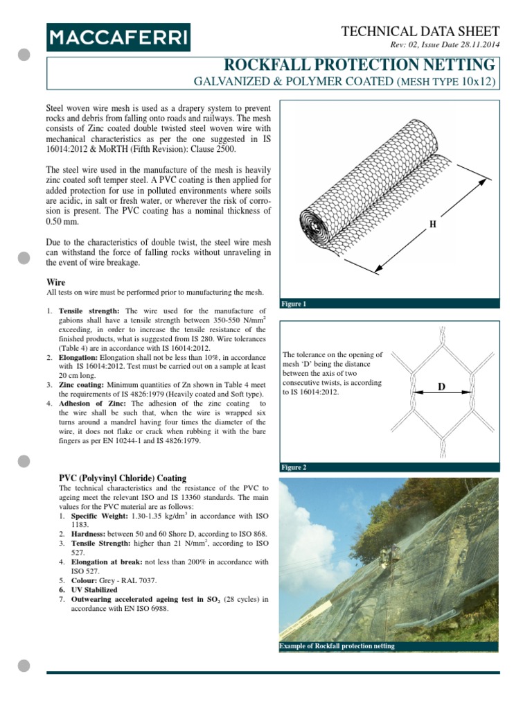 Rockfall Protection Netting Specifications | PDF | Polyvinyl Chloride ...
