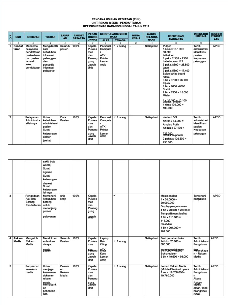 PDF Ruk Rekam Medis Dan Pendaftaran 2019 DL | PDF