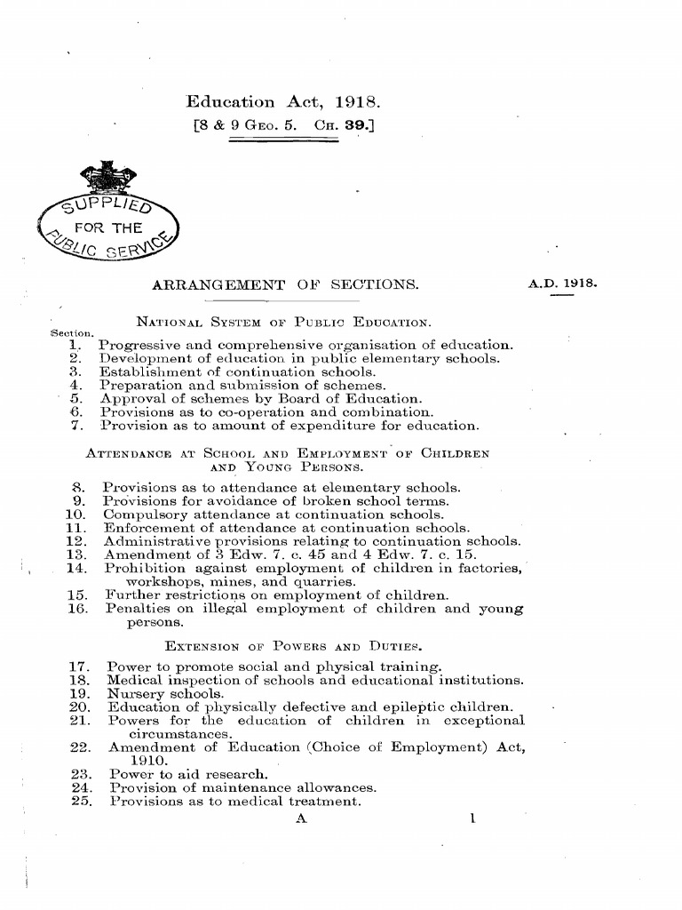 1918 Education Act | PDF | Tax Exemption | Justice
