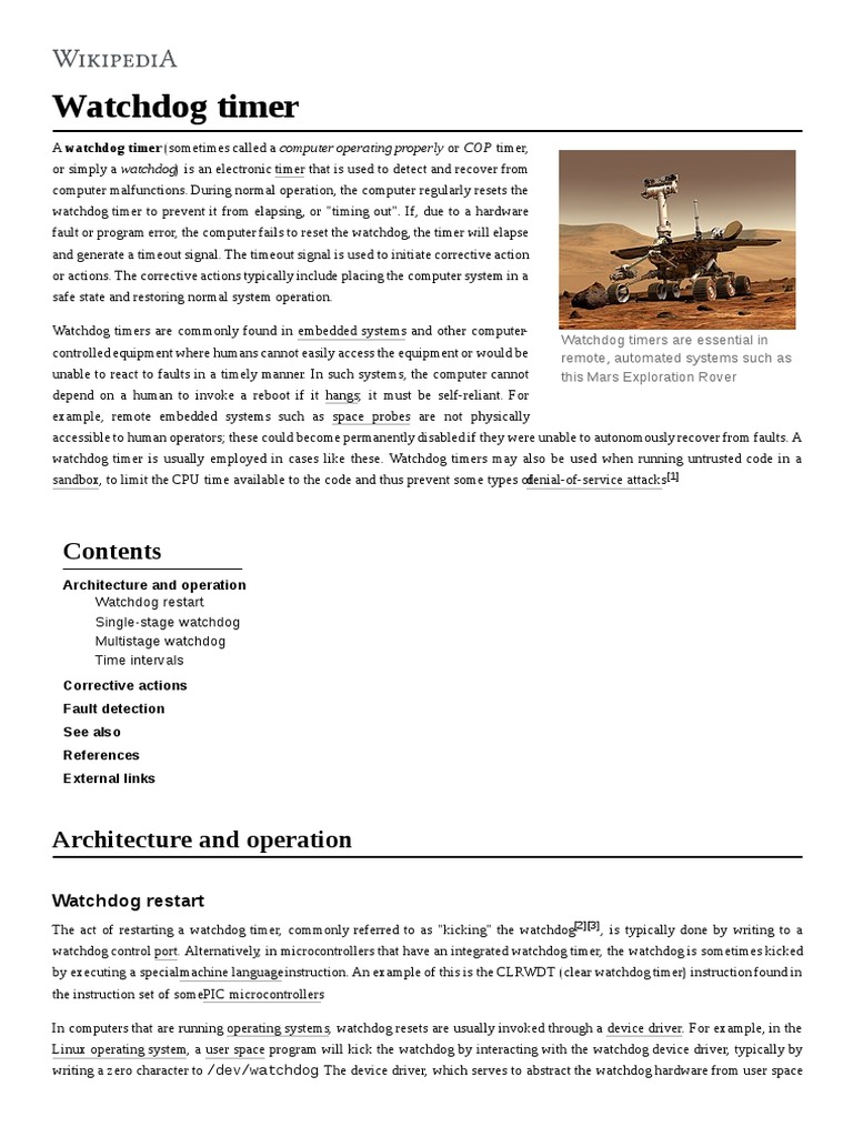 Watchdog Timer | Download Free PDF | Classes Of Computers | Computer Hardware