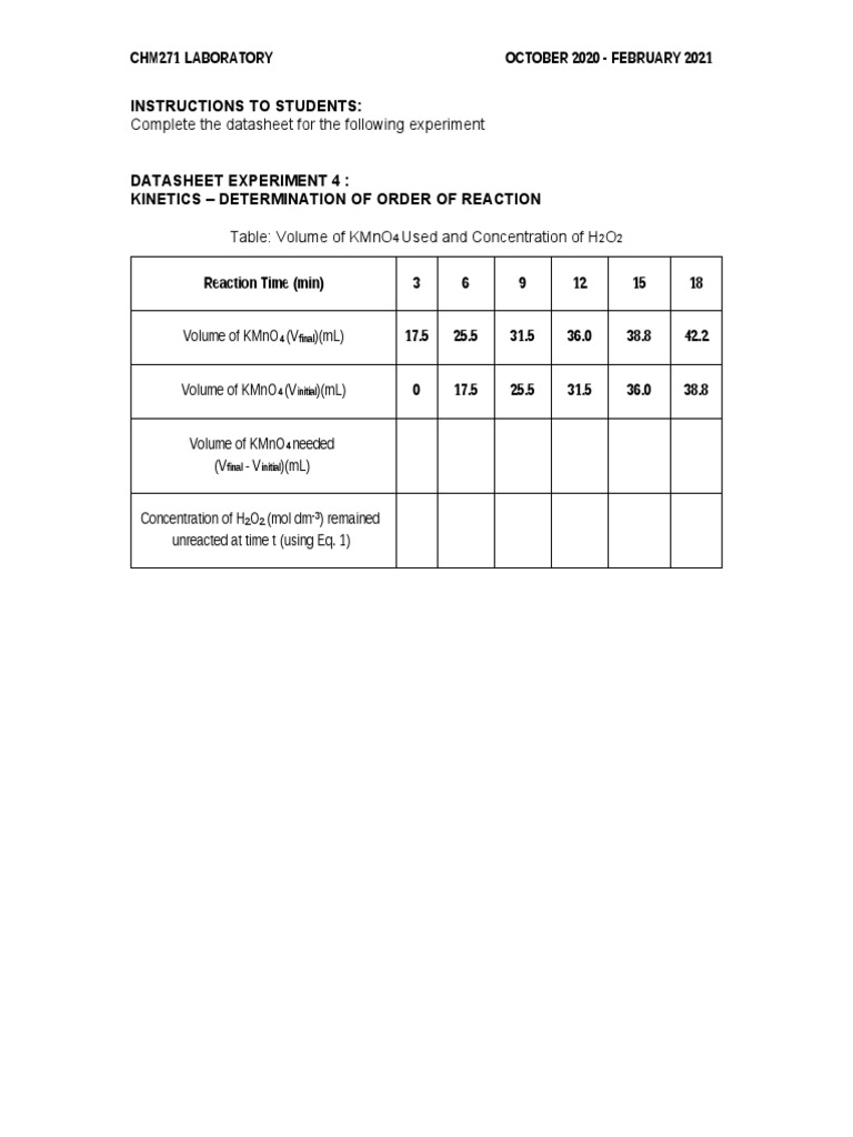 Experiment 4 Data Sheet | PDF