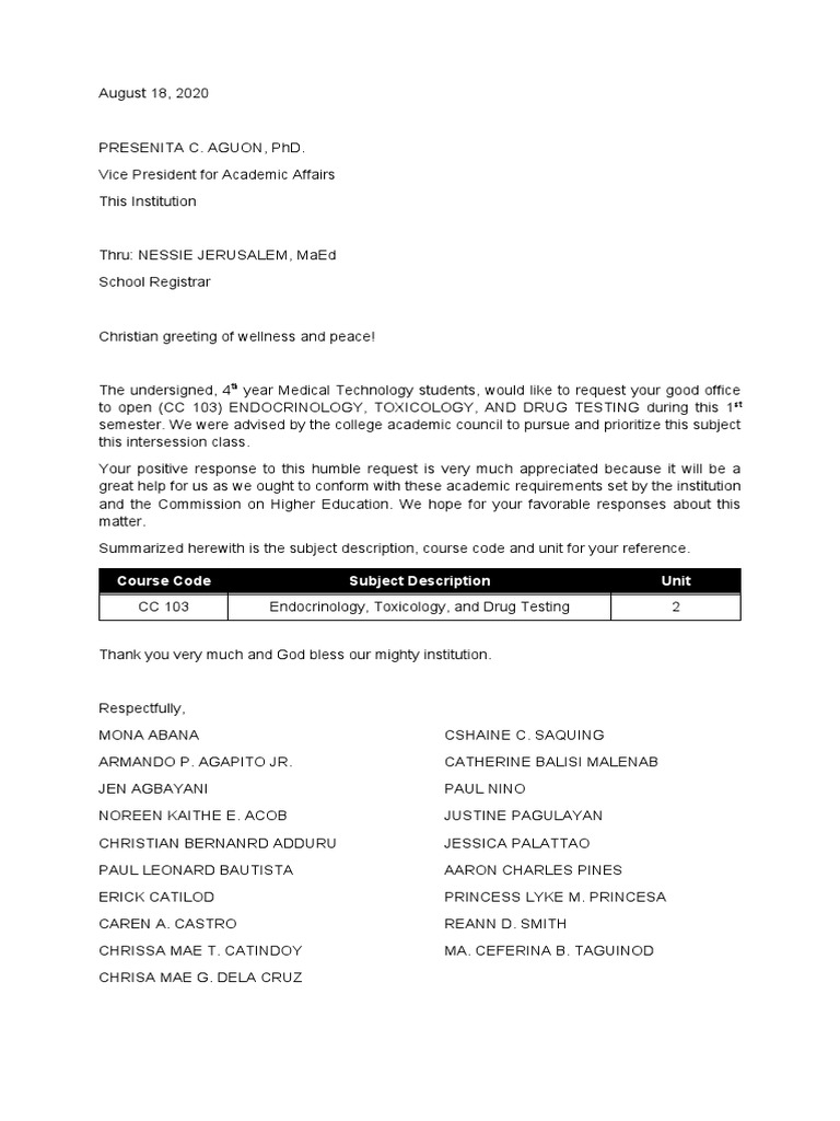Endocrinology, Toxicology and Drug Testing (Petiiton Letter) | PDF