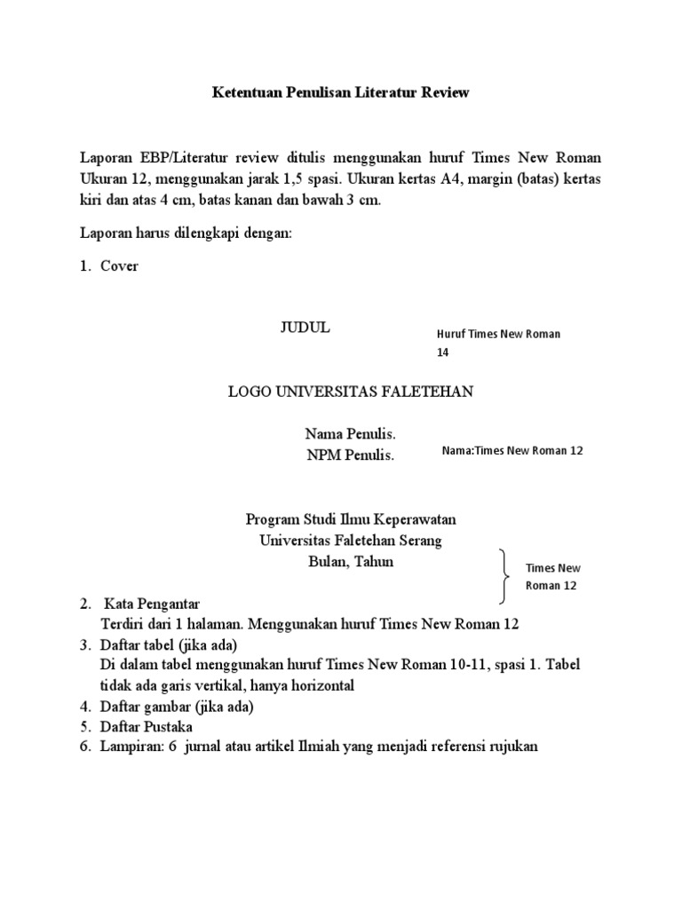 Format Pembuatan Laporan Literature Review | PDF