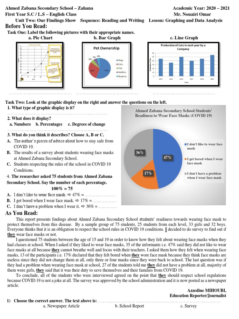 Reading and Writing - Graphing and Data Analysis | PDF | Question ...