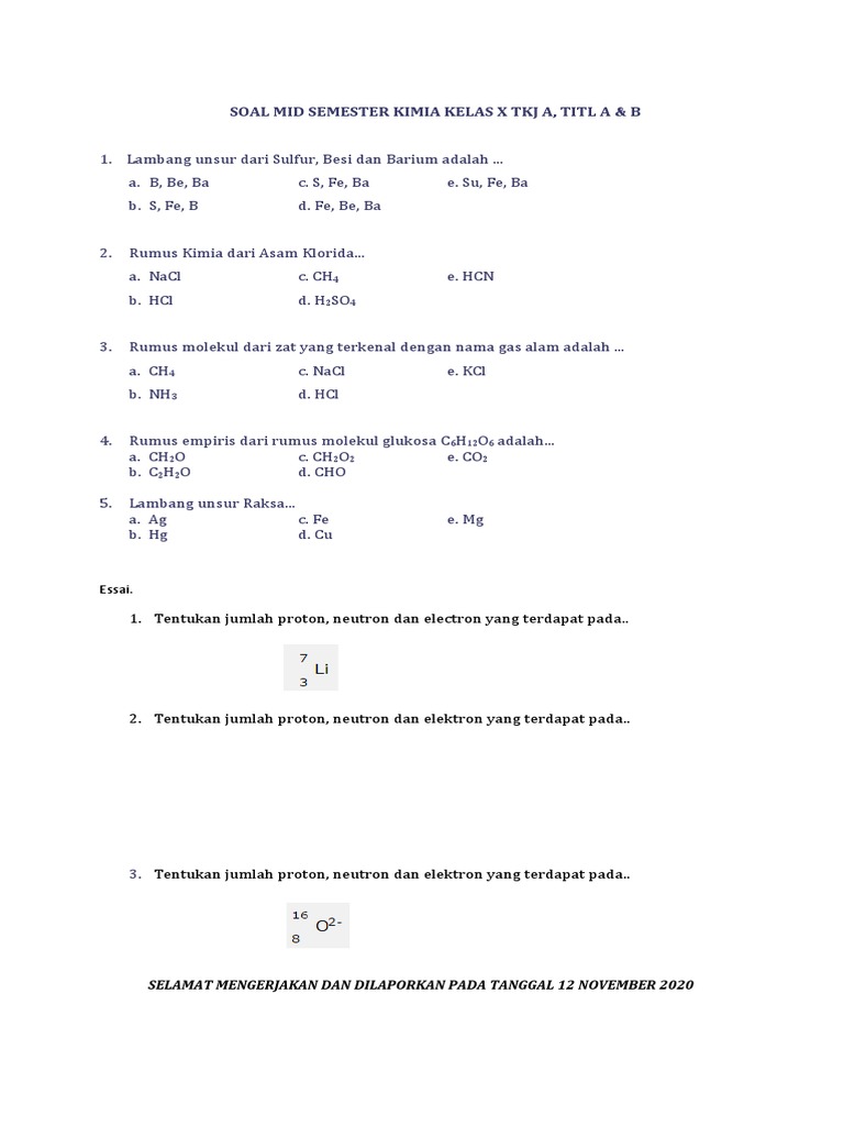 Soal REMEDIAL Kimia Kelas X | PDF | Ilmu Sosial | Sains & Matematika