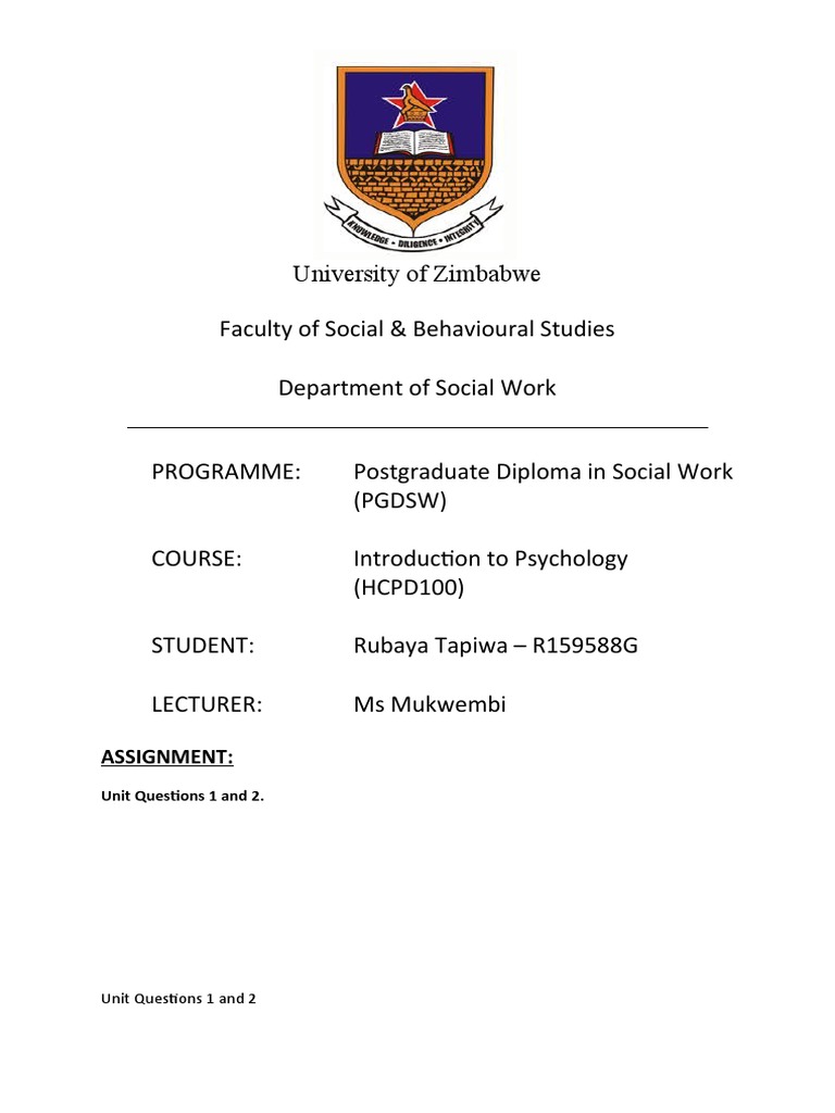 Introduction to Psychology Assignment | PDF | Self-Improvement