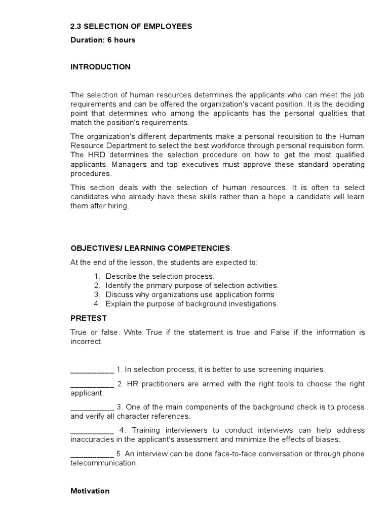 HRM Lesson Plan | PDF | Background Check | Recruitment