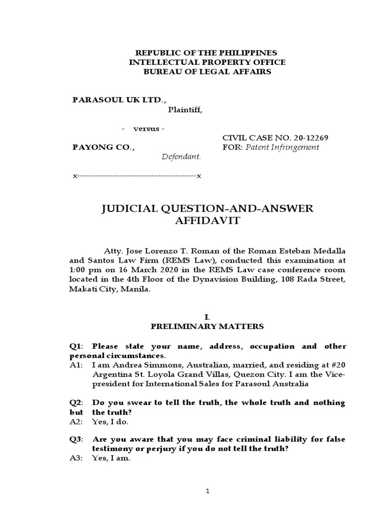 Judicial Question-And-Answer Affidavit: Defendant | PDF | Affidavit ...