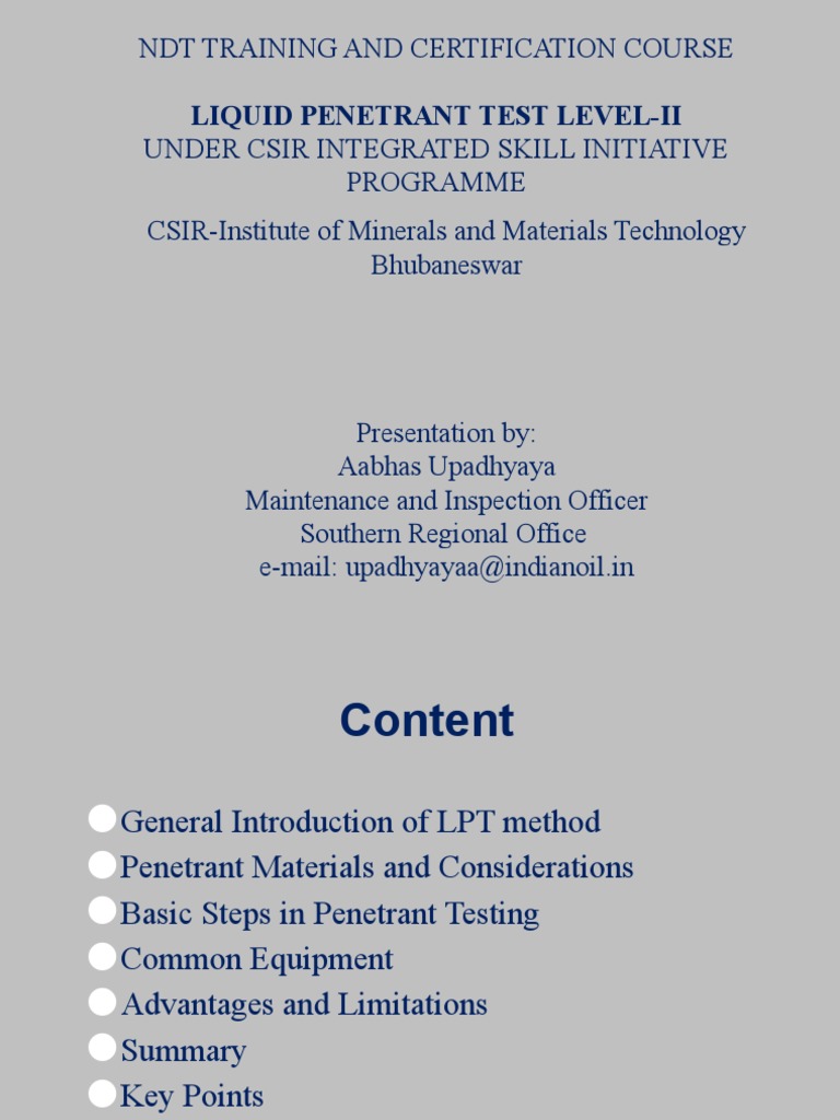 Liquid Penetrant Testing Level II Course | PDF | Materials Science ...
