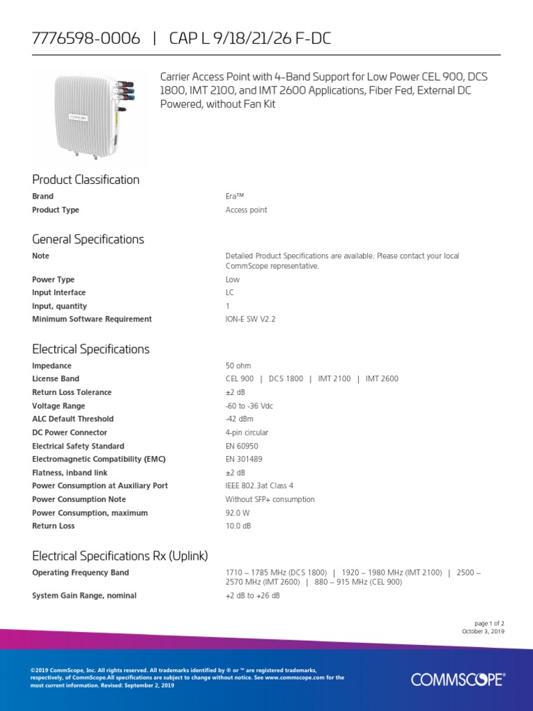 Commscope ERA CAP L | PDF | Decibel | Direct Current