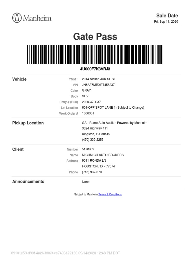 GatePass - 2020 09 14 | PDF