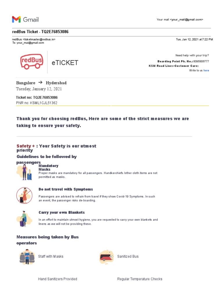 RedBus Ticket | PDF