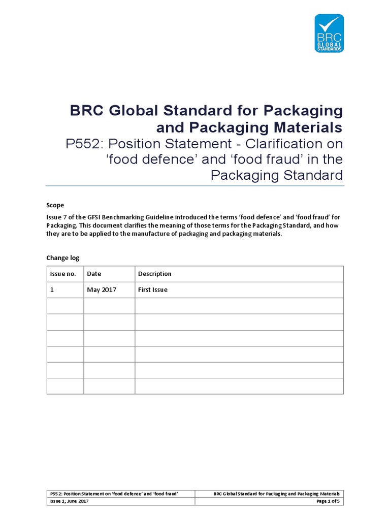 BRC Global Standard For Packaging and Packaging Materials | PDF ...