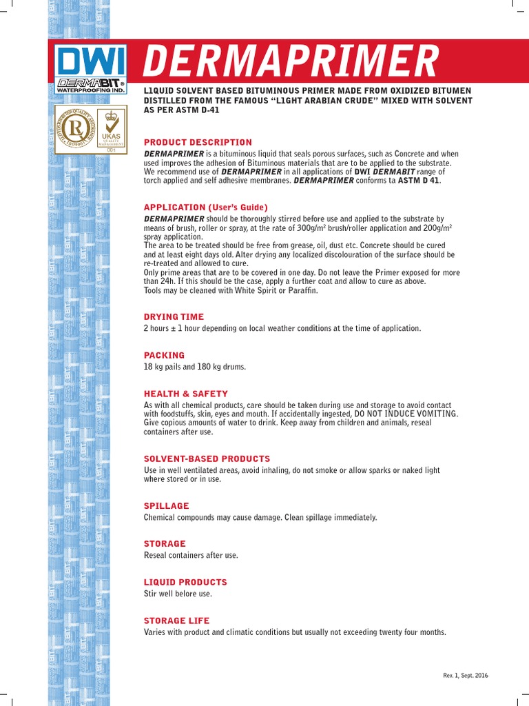 Dermaprimer: Product Description | PDF | Asphalt | Chemical Substances