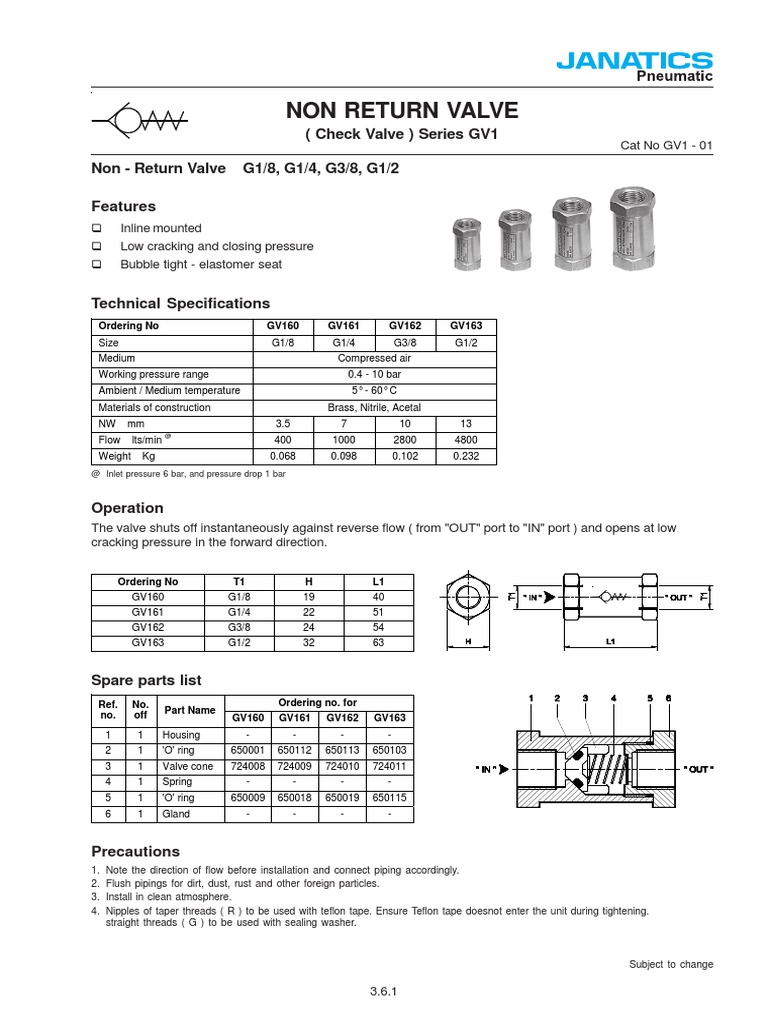 Non Return Valve | PDF | Valve | Equipment