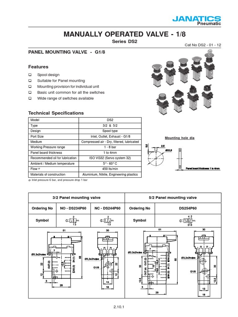 Panel Mounting Valve 18 DS2 | PDF | Valve | Gases
