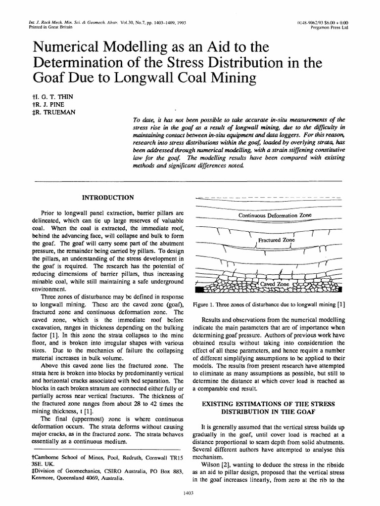 Numerical Modelling As An Aid To The Determination of The Stress ...