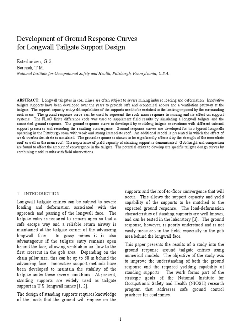 Development of Ground Response Curves For Longwall Tailgate Support ...