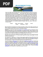 History and Background of Badminton | PDF | Referee | Racquet Sports