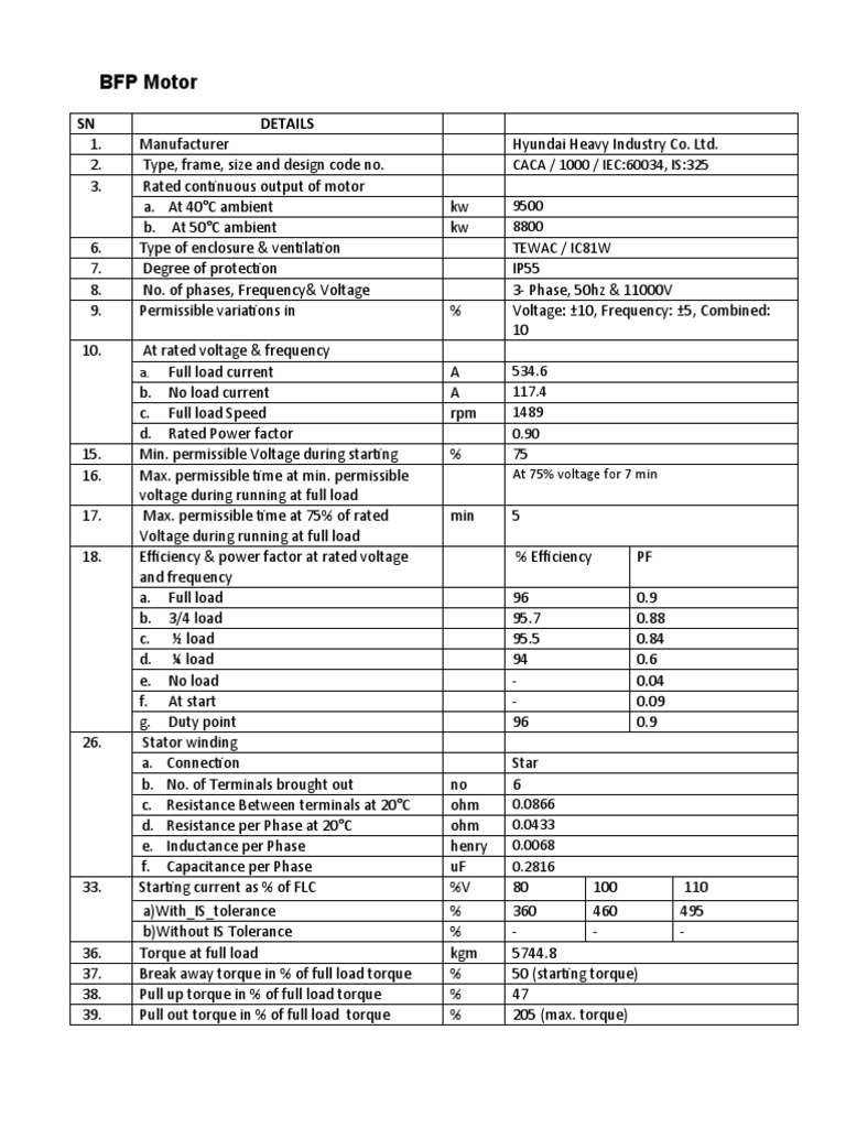 BFP Motor: SN Details | PDF