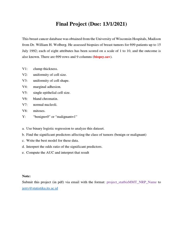 Final Project (Due: 13/1/2021) : Biopsy - Sav | PDF