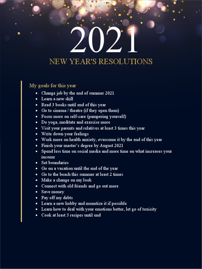 New Year'S Resolutions: My Goals For This Year | PDF
