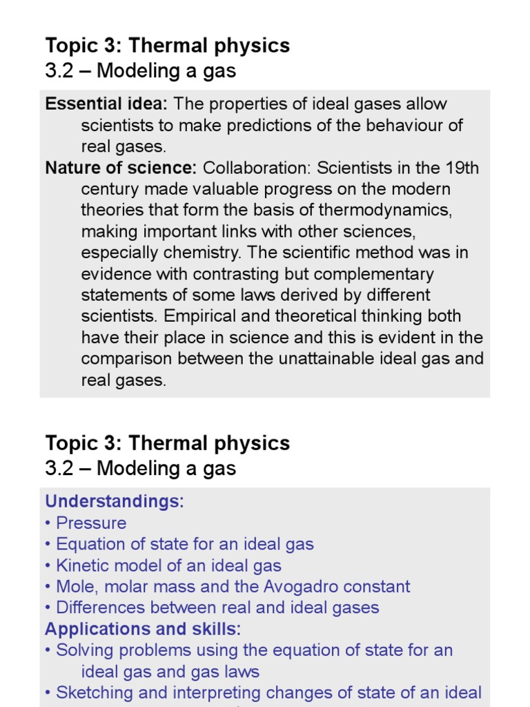 Topic 3.2 - Modeling A Gas - Teacher | PDF | Mole (Unit) | Gases