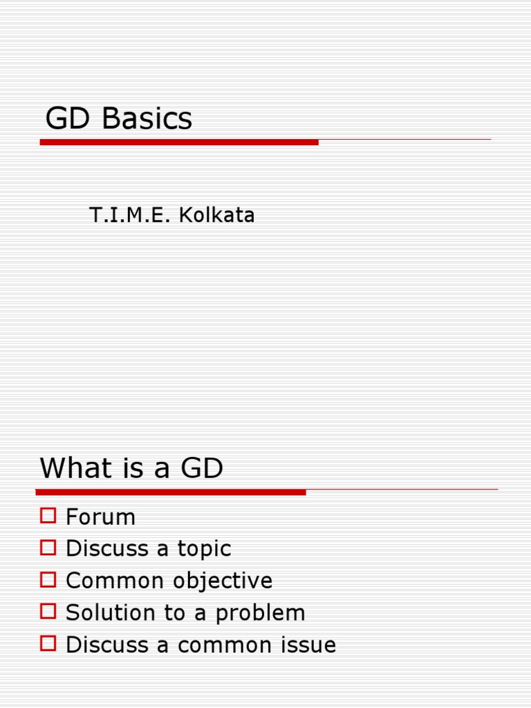 GD Basics: T.I.M.E. Kolkata | PDF | Internet Forum | Communication
