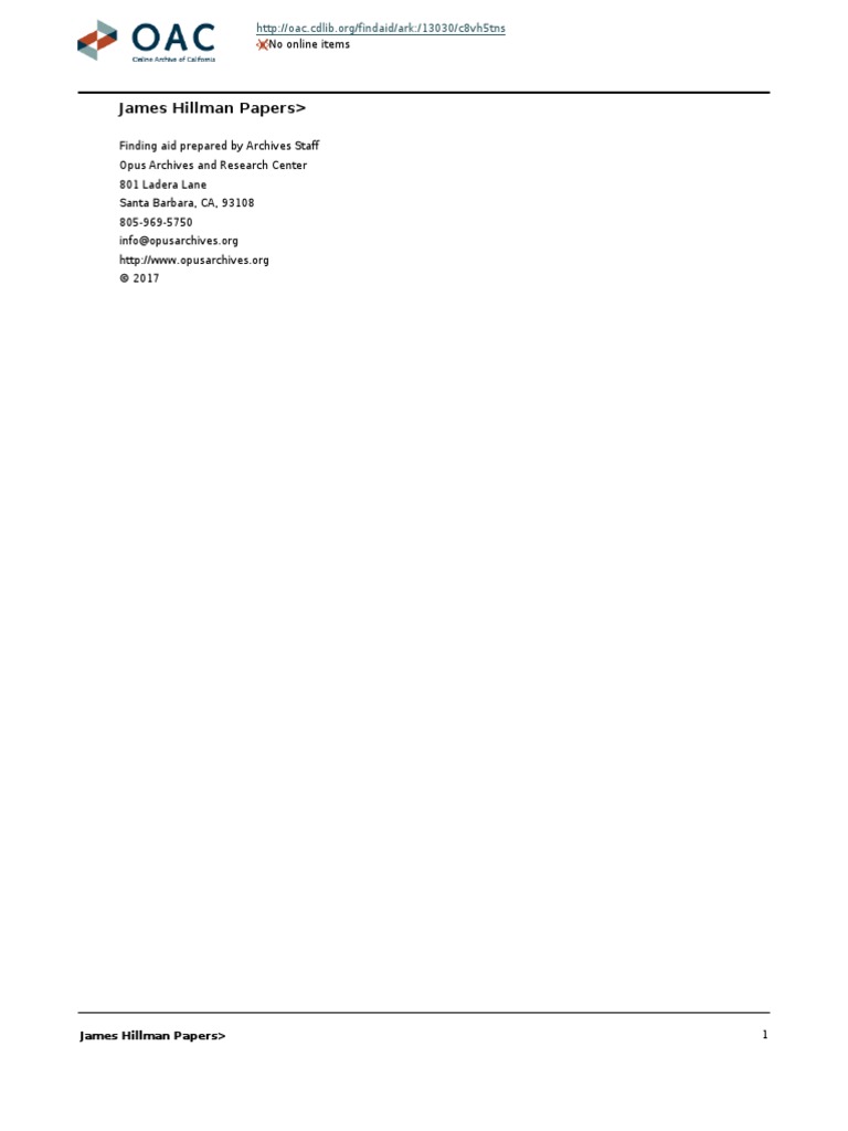 Hillman Papers PDF | PDF | Videotape | Psychology