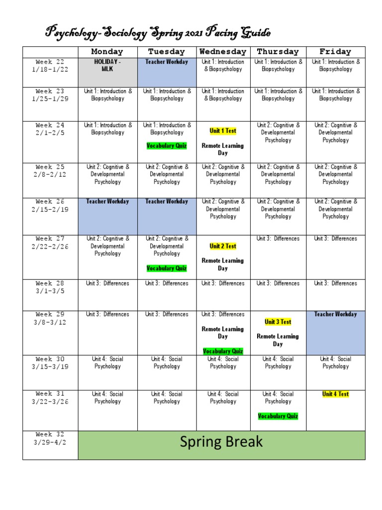 Psychology-Sociology 2021 Pacing Guide | PDF | Socialization | Sociology